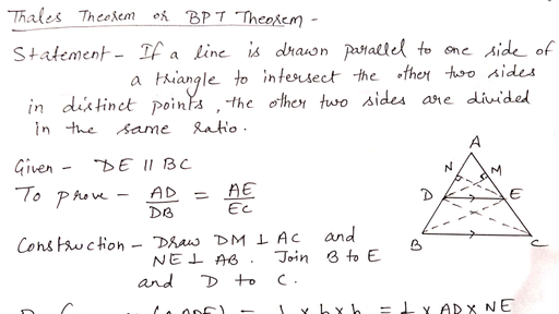 Foundation - Class X - Thales Theorem or BPT Theorem (in Hindi) Offered ...