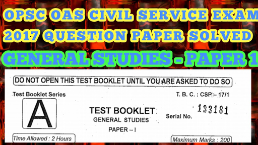 Odisha State Exams - OAS 2017 Question Paper Discussion Analysis -Part ...
