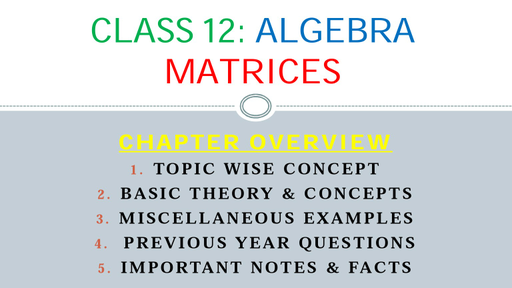 Cbse Class 12 Types Of Matrices Matrix Part Ii In Hindi Offered By