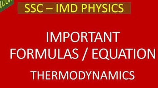 Csir Ugc Net Collection Of Important Formulas Of Thermodynamics Part